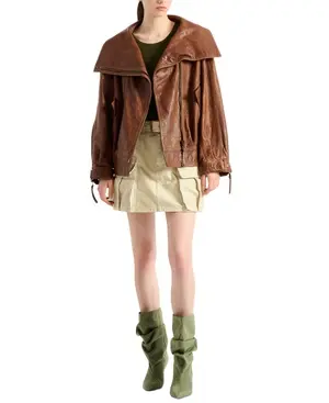 Balmain Faded Denim Mini Skirt - Beige