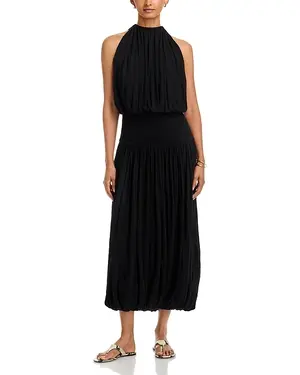TOTEME Soft Gathered Midi Dress - Black