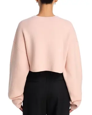 TOTEME Cropped Wool Blend Cardigan - Flamingo