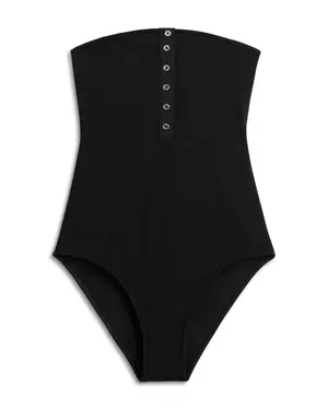 TOTEME Ribbed Strapless One-piece Swimsuit - Black