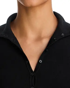 TOTEME Fitted Polo Cardigan Sweater - Black