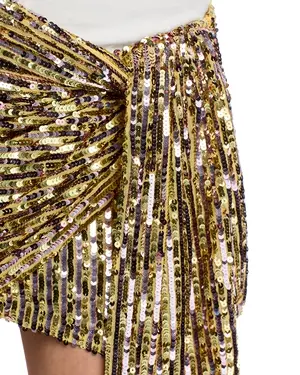 AREA Wrapped Sequinned Mini Skirt