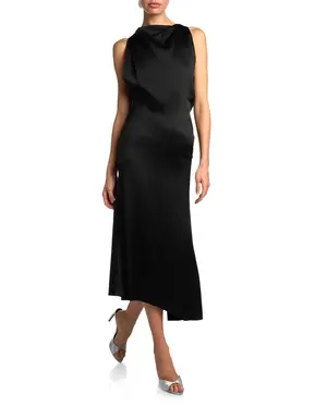 Victoria Beckham Sleeveless Draped Midi Dress