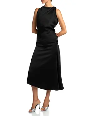 Victoria Beckham Sleeveless Draped Midi Dress