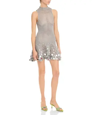 Casablanca Crochet Mirror Mini Dress