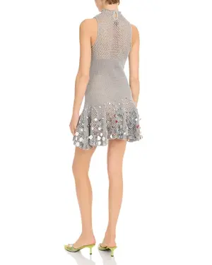 Casablanca Crochet Mirror Mini Dress