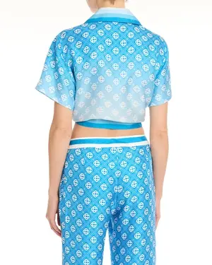 Casablanca Silk Cropped Knotted Shirt - Gradient Diamond
