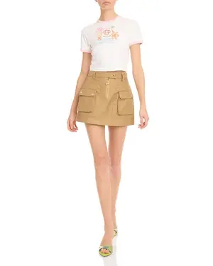 Casablanca Zip Front Mini Skirt - Beige