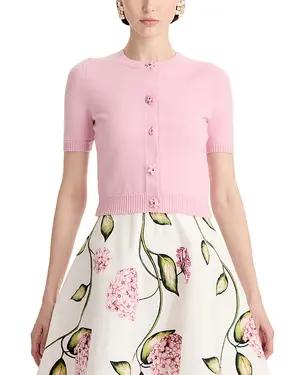 Oscar De La Renta Wool Short Sleeve Cardigan