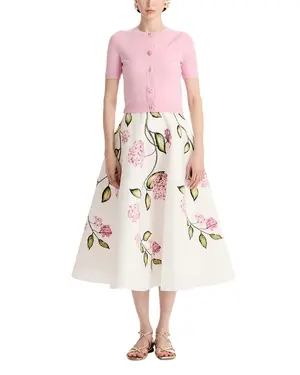 Oscar De La Renta Wool Short Sleeve Cardigan