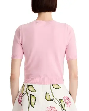 Oscar De La Renta Wool Short Sleeve Cardigan