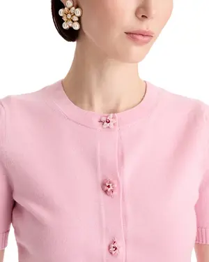 Oscar De La Renta Wool Short Sleeve Cardigan