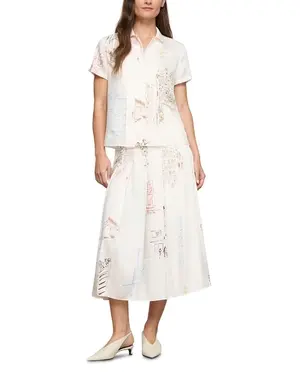 Lafayette 148 New York Short Sleeve Pleated Blouse
