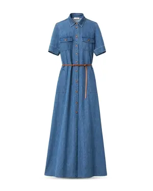 Lafayette 148 New York Short Sleeve Maxi Shirt Dress