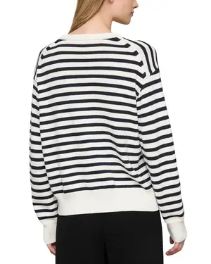 Lafayette 148 New York Striped Crewneck Sweater - Cloud/ink