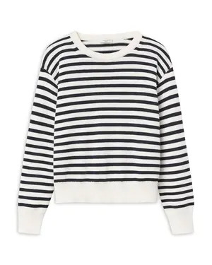 Lafayette 148 New York Striped Crewneck Sweater - Cloud/ink