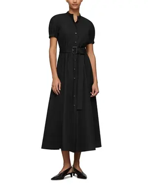 Lafayette 148 New York Puff Sleeve Shirt Dress - Black