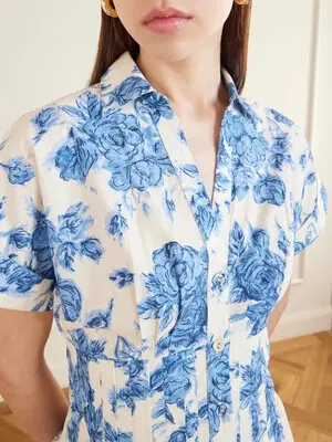 Cara Cara Nash Floral-print Shirt Dress - Blue