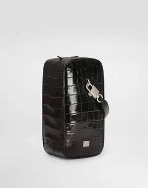 Dolce & Gabbana Lock Polished Alligator Handbag - Black