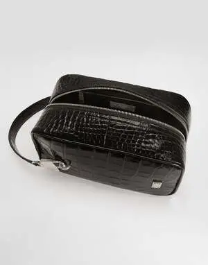 Dolce & Gabbana Lock Polished Alligator Handbag - Black