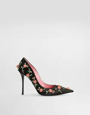 Dolce & Gabbana Satin Pumps With Floral Embellishments - Multicolor