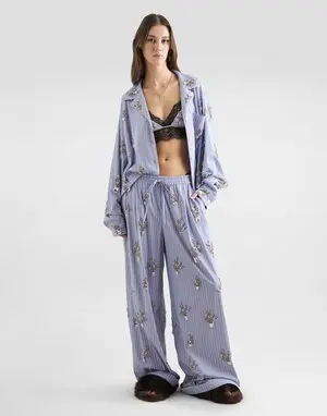 Dolce & Gabbana Floral Embroidered Poplin Trousers - Multicolor