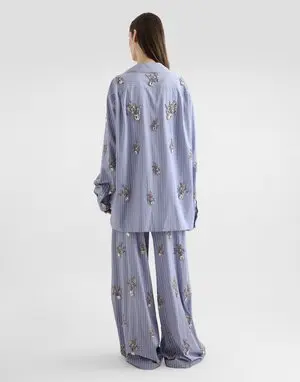 Dolce & Gabbana Floral Embroidered Poplin Trousers - Multicolor