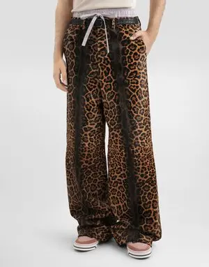 Dolce & Gabbana Leopard-print Calfskin Trousers - Multicolor