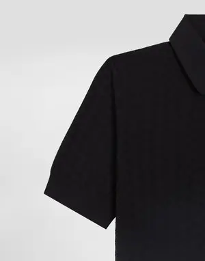 Dolce & Gabbana Micro-dot Stitch Silk Polo Shirt - Blue