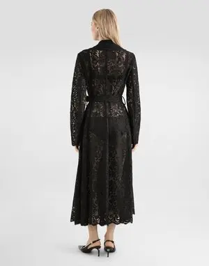 Dolce & Gabbana Long Double-breasted Cordonetto Lace Coat