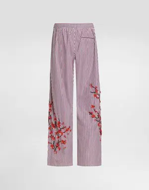 Dolce & Gabbana Cotton Vanity Trousers With Embroidery And Piping