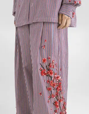 Dolce & Gabbana Cotton Vanity Trousers With Embroidery And Piping