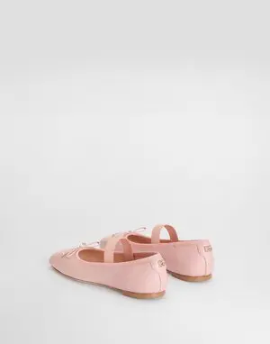 Dolce & Gabbana Nappa Leather Ballet Flats With Gros-grain Detail - Pink