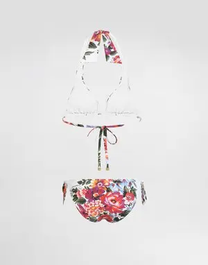 Dolce & Gabbana Flower Bouquet-print Padded Triangle Bikini - Multicolor
