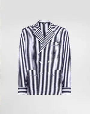 Dolce & Gabbana Striped Poplin Vanity Robe