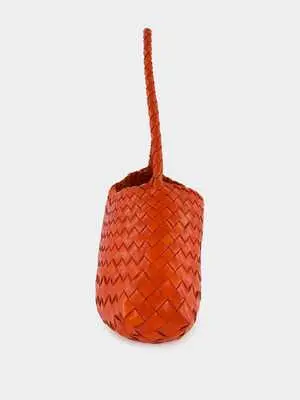Dragon Diffusion Rosanna Naranja Woven Leather Baguette - Orange
