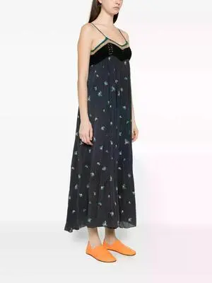 FORTE_FORTE Floral Crochet Trim Dress - Black
