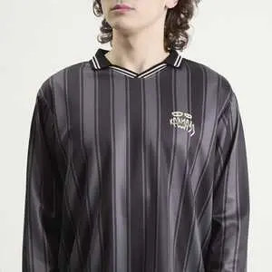 KARMA8A Stripe Long Sleeve Polo T-shirt