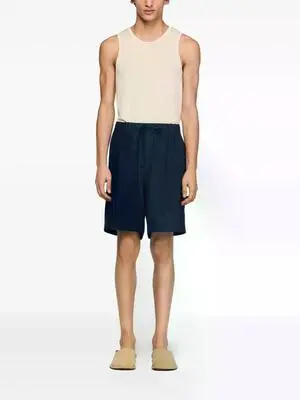 Sandro Elastic Waist Linen Shorts - Blue