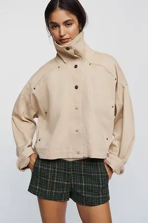 Anthropologie Moira Funnel-neck Utility Jacket - Tan
