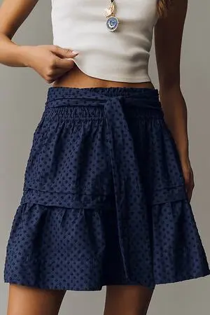THE SOMERSET COLLECTION BY ANTHROPOLOGIE Tiered Mini Skirt - Navy