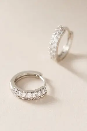 LUV AJ Pave Huggie Hoop Earrings - Silver