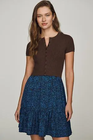 Anthropologie Thea Twofer Sweater & Skirt Mini Dress - Hot Fudge