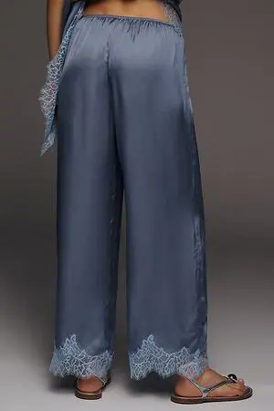 LYREBIRD Heirloom Lace Wide-leg Pants - Blue/grey
