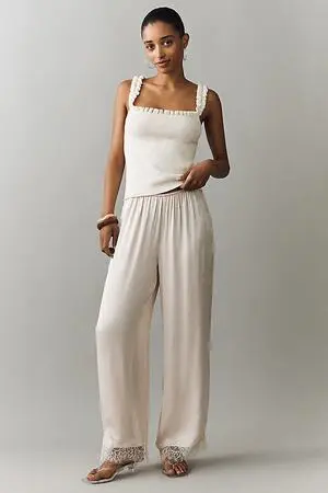 LYREBIRD Heirloom Lace Wide-Leg Pants Chai