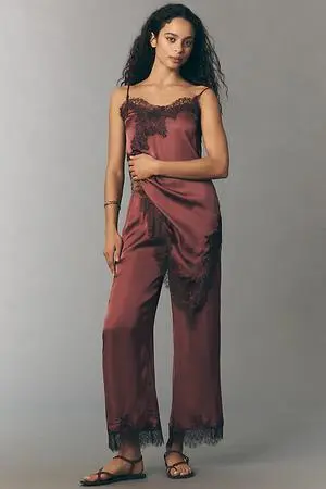LYREBIRD Heirloom Lace Wide-leg Pants - Rouge