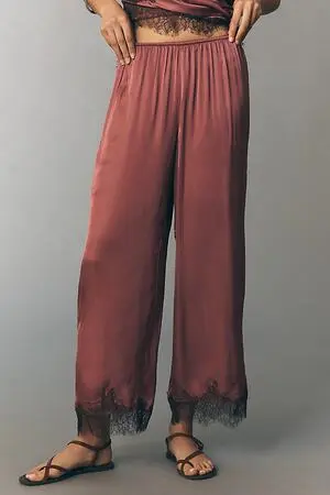 LYREBIRD Heirloom Lace Wide-leg Pants - Rouge