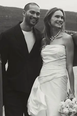 Watters Monroe Strapless Ruffled Column Wedding Gown