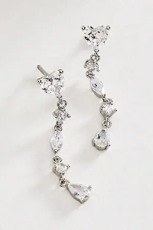 Anthropologie Delicate Crystal Drop Earrings Silver