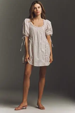 DAMSON MADDER Cotton Meri Puff-sleeve Mini Dress - Spot